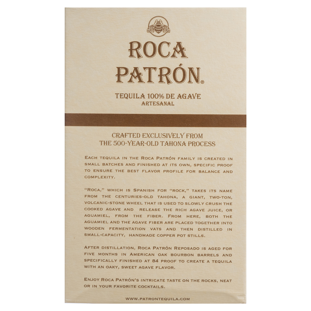 Patron Tequila Back Label